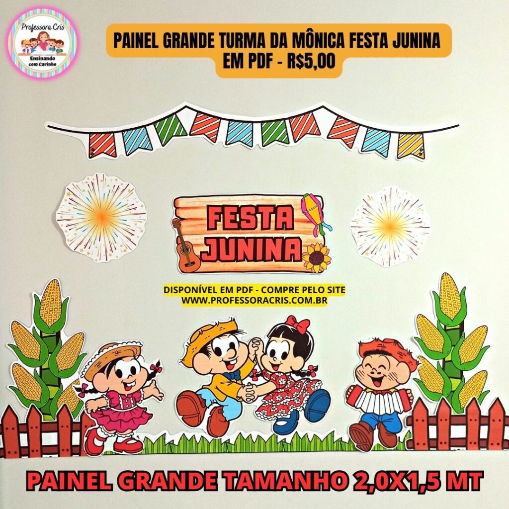 PDF Painel Turma da Mônica Festa Junina – Professora Cris – Ensinando com carinho