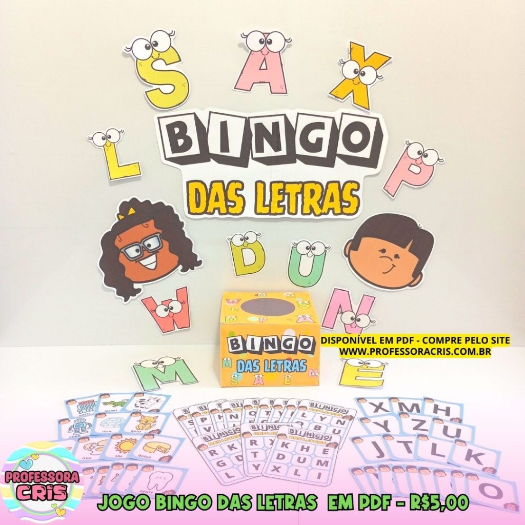 PDF Jogo Bingo das Letras – Professora Cris – Ensinando com carinho