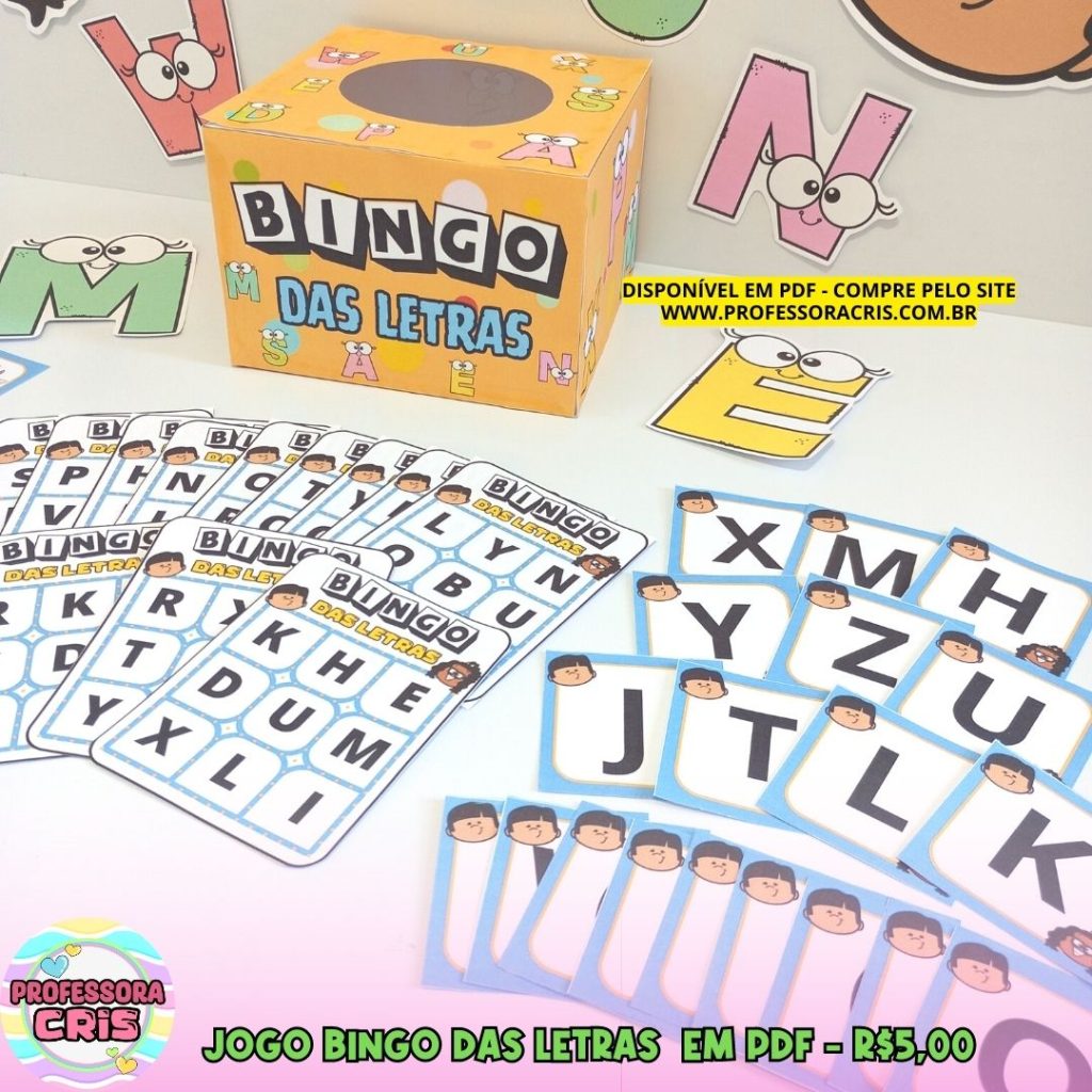 PDF Jogo Bingo das Letras – Professora Cris – Ensinando com carinho