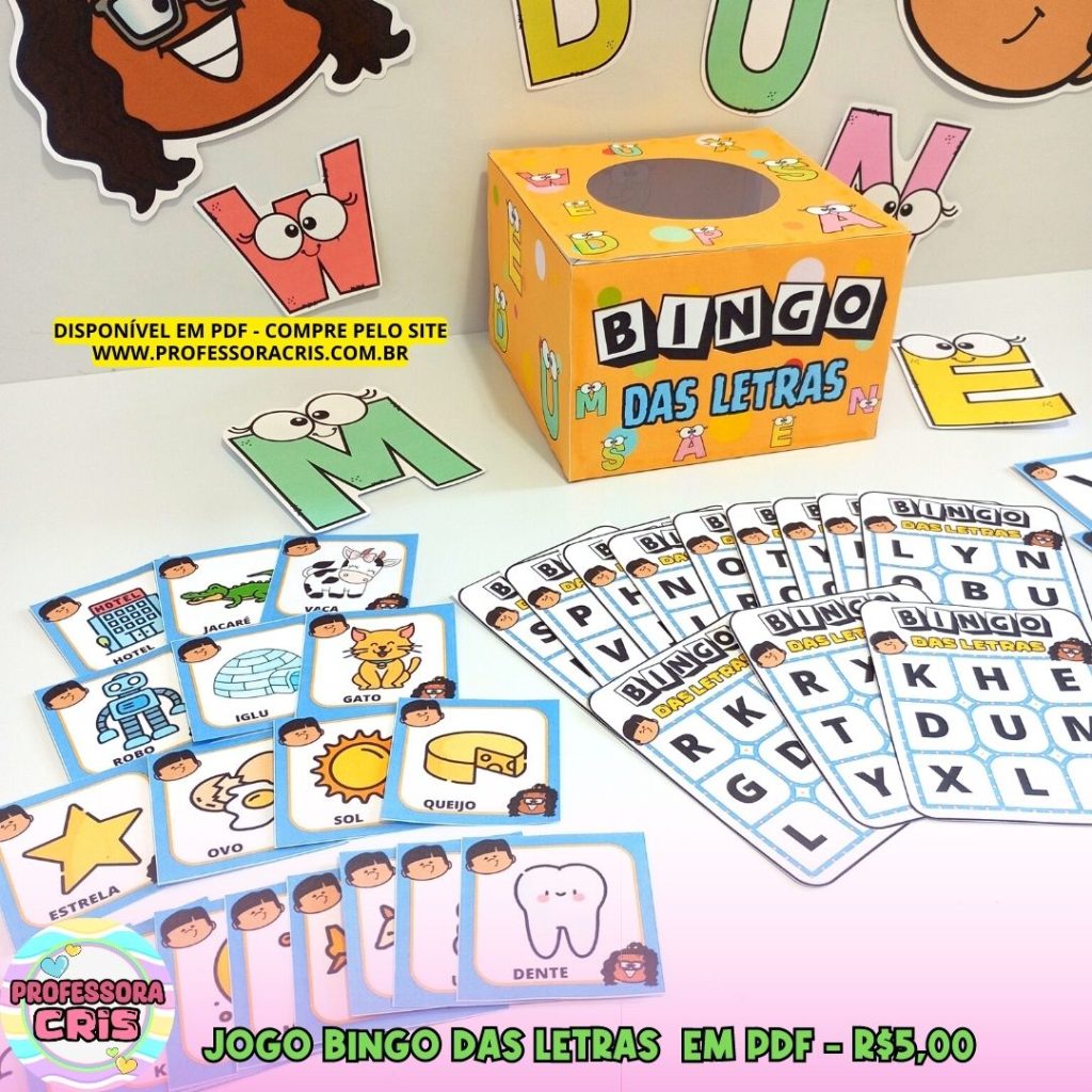PDF Jogo Bingo das Letras – Professora Cris – Ensinando com carinho