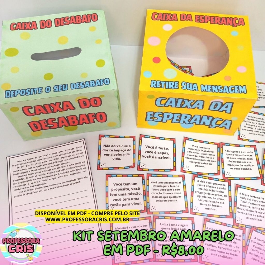PDF KIT SETEMBRO AMARELO – Professora Cris – Ensinando com carinho PDF KIT SETEMBRO AMARELO – Professora Cris – Ensinando com carinho