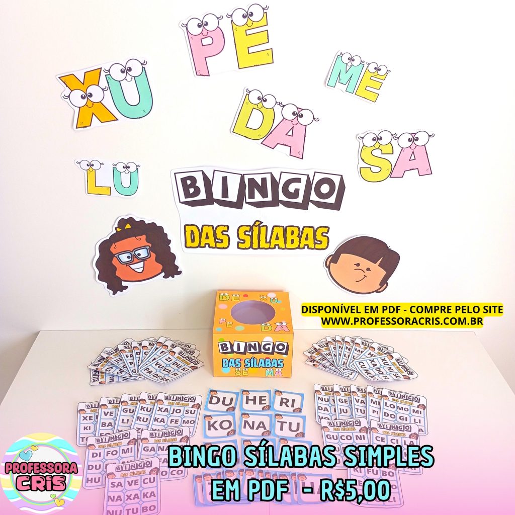 PDF JOGO BINGO SÍLABAS SIMPLES – Professora Cris – Ensinando com carinho