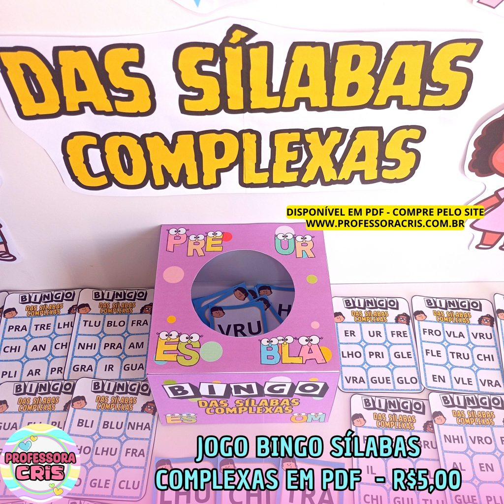 PDF JOGO BINGO SÍLABAS COMPLEXAS – Professora Cris – Ensinando com carinho