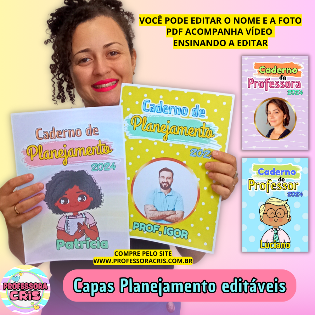 Capas de Planejamento 2024 editáveis – Professora Cris – Ensinando com carinho