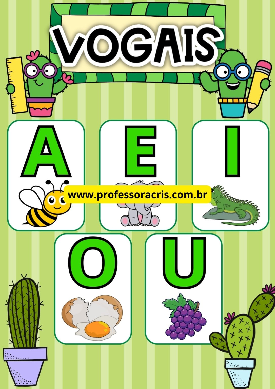 Cartazes 2024 – Cactos – Professora Cris – Ensinando com carinho