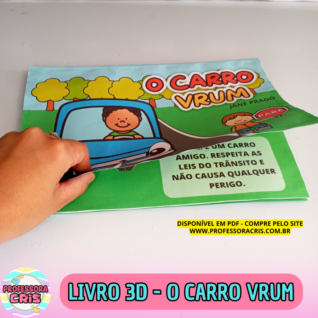 Livro 3D – O carro Vrum – Professora Cris – Ensinando com carinho