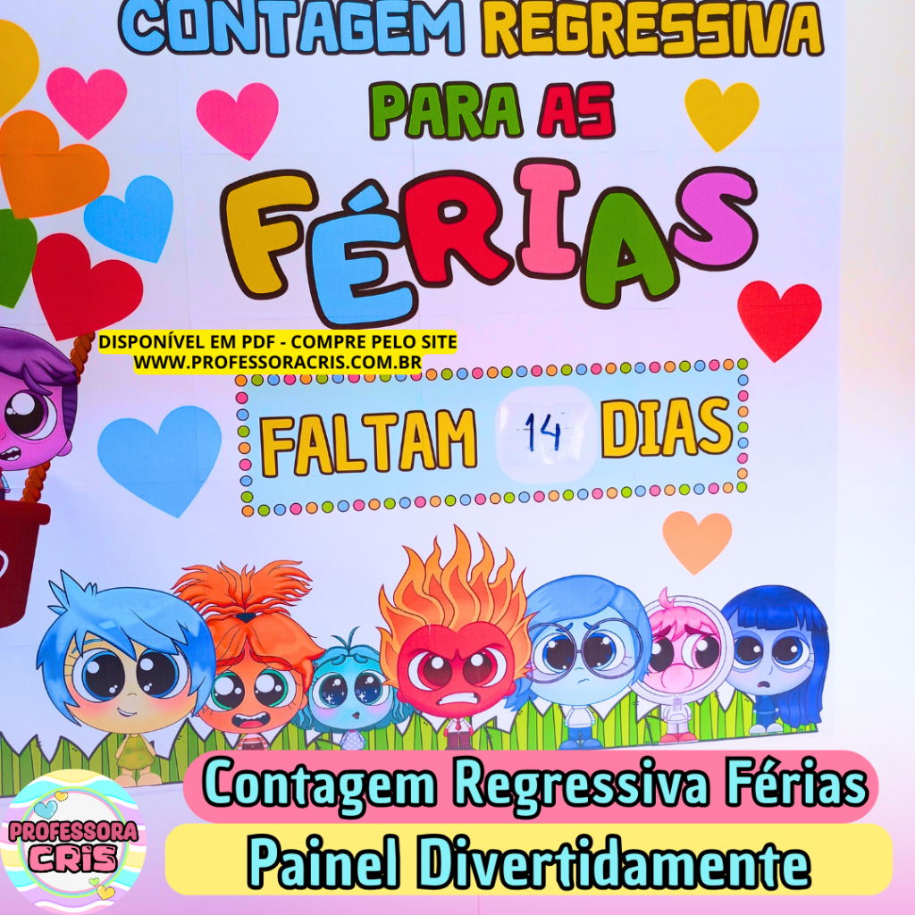 Painel Contagem Regressiva Férias – Professora Cris – Ensinando com carinho