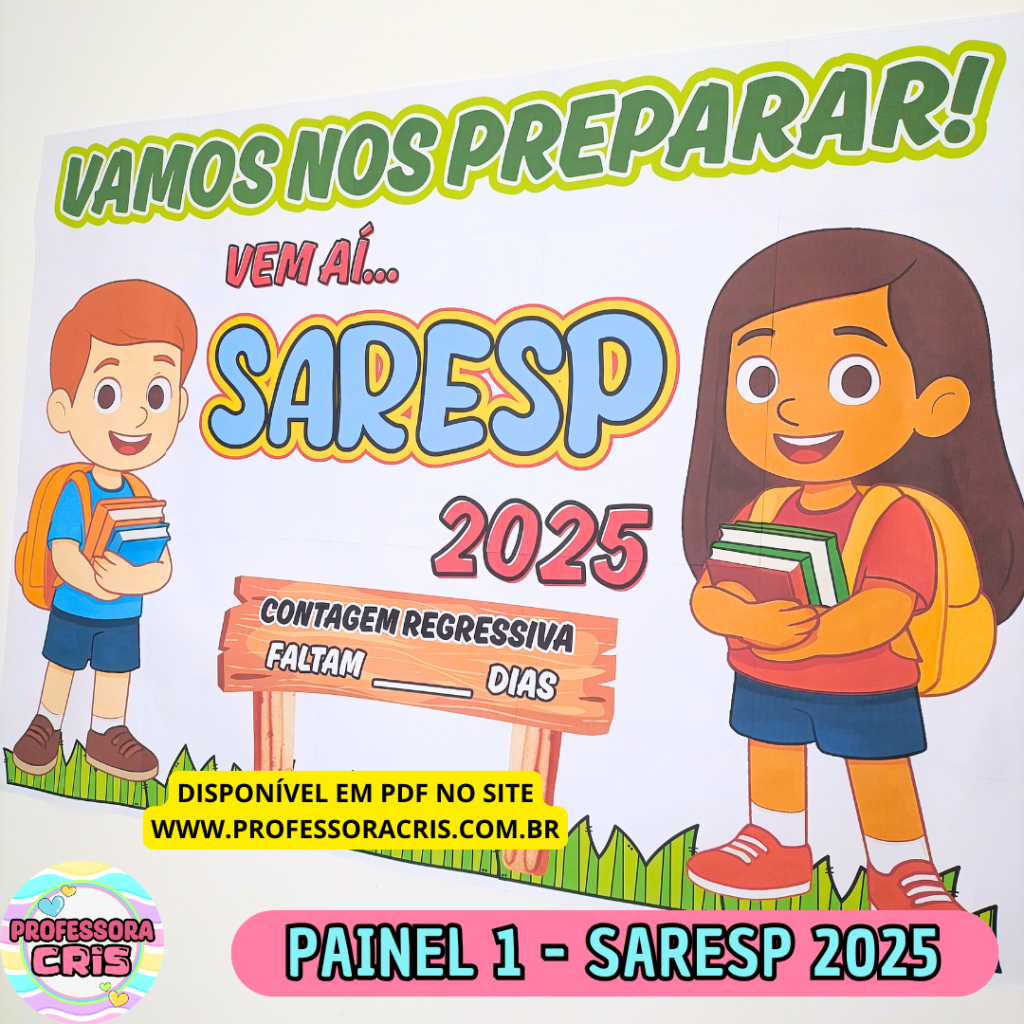 Painel 1 – SARESP 2025 – Professora Cris – Ensinando com carinho